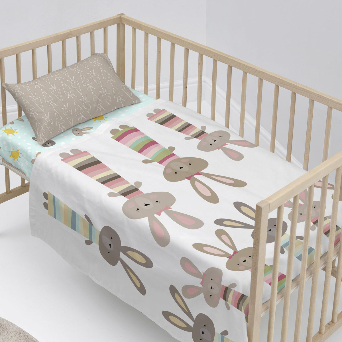 Rabbit family Bed sheet set cot - Happyfriday
